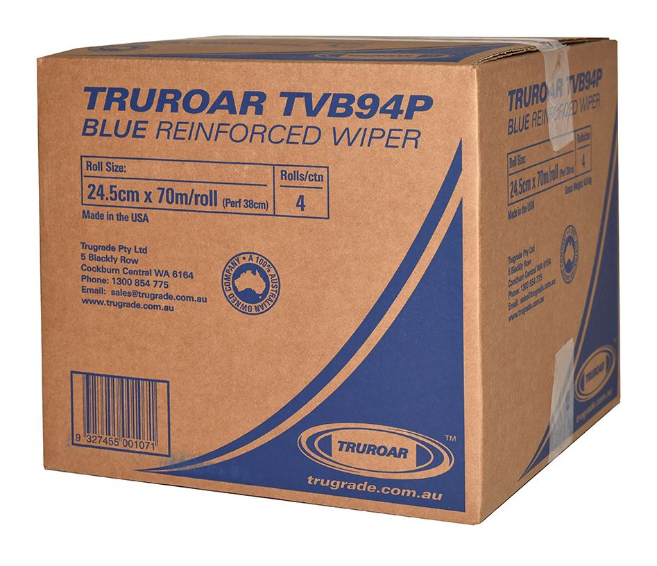 Truroar Wipes Perforated Roll Blue 245x380mm 70m Carton of 4 - Wipes ...