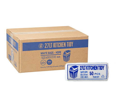 Bin Liner Rolls 27L White Carton of 1000
