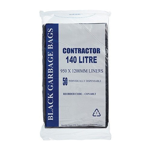 Medium Duty Bin Liners Black 140L Carton of 200
