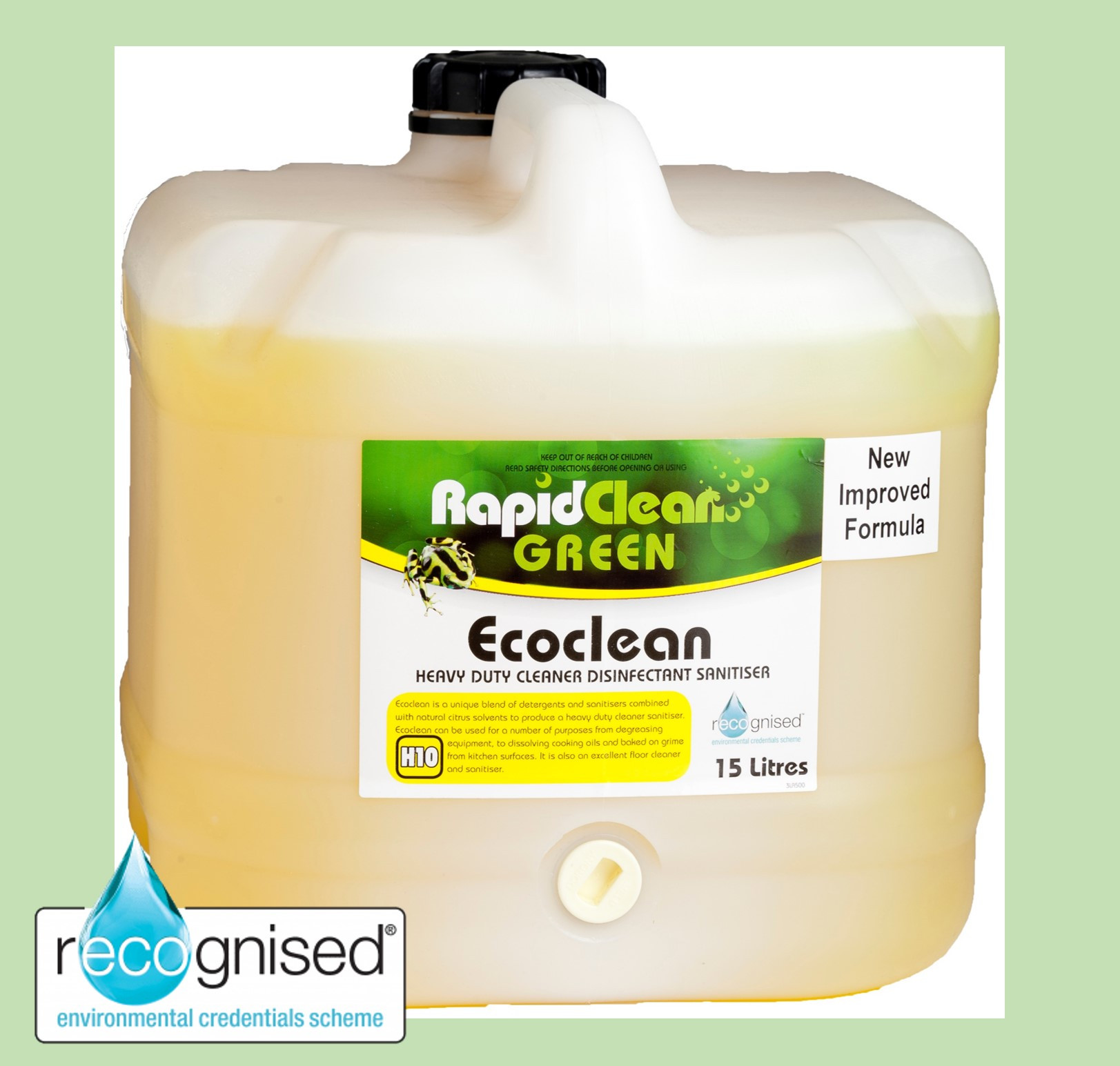 Rapid Green Ecoclean Powerful Cleaner and Sanitiser 15L