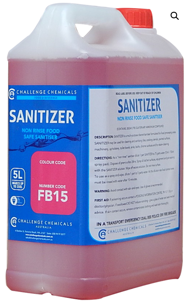 Challenge Sanitizer Food Preparation Sanitiser 5L Carton of 3 ...