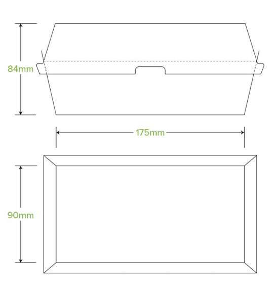BioPak Compostable Regular Snack Box 17.5 x 9 x 8.4cm Carton of 200