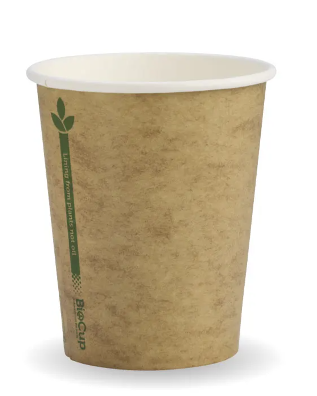 BioPak Kraft Single Wall Green Line Biocup 280ml/8oz Carton of 1000
