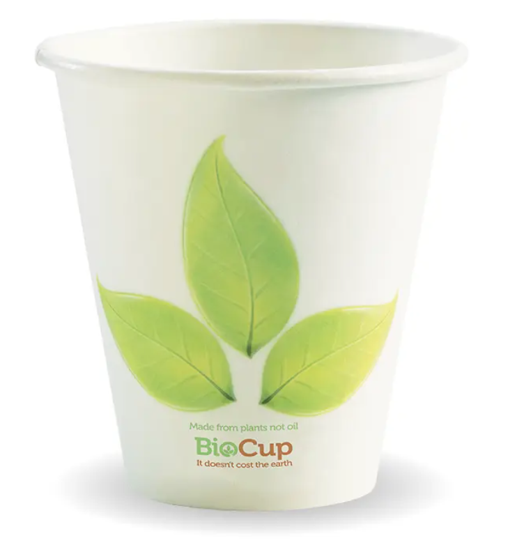 BioPak Single Wall BioCup Leaf Print 280ml/8oz Carton of 1000