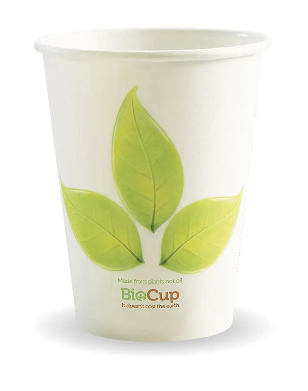 BioPak Single Wall BioCup Leaf Print 390ml/12oz Carton of 1000