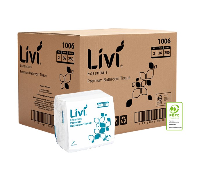 Livi Essentials Interleaved Toilet Tissue 2Ply 250 Sheet Carton of 36 ...