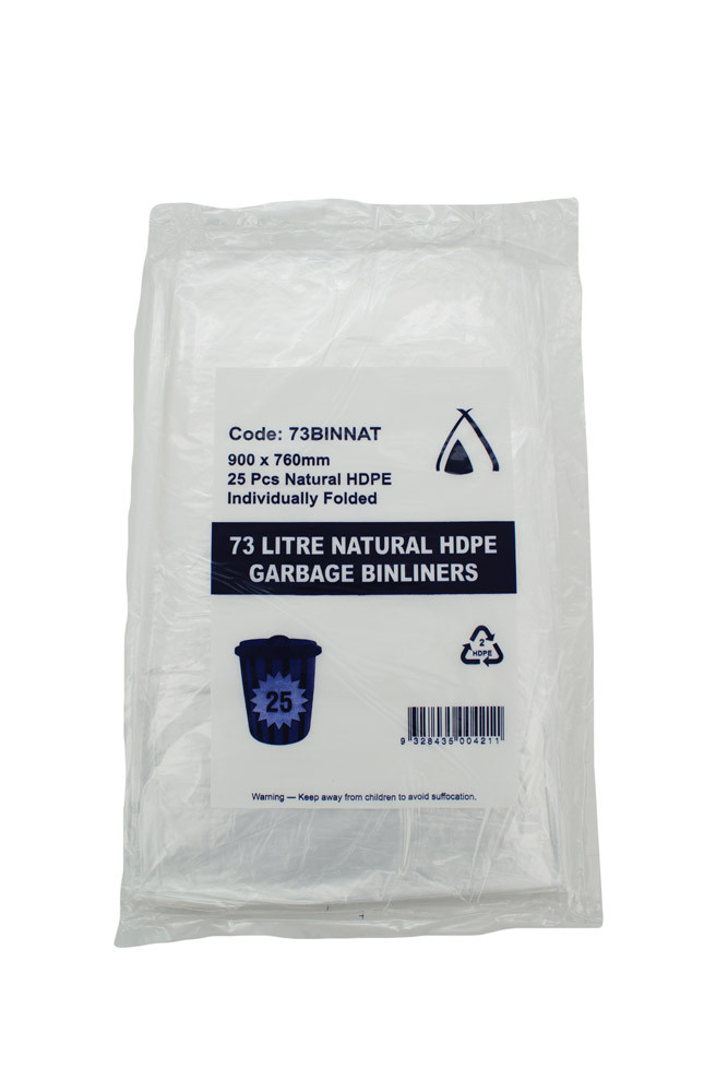 Medium Duty Bin Liners 72L Clear Carton of 250