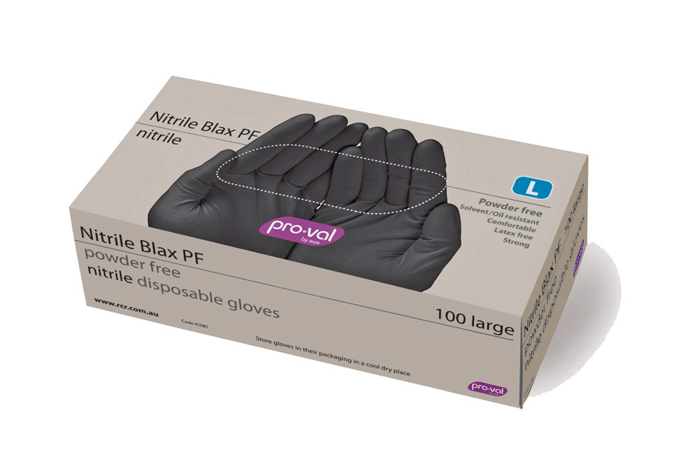 Pro-Val Nitrile Powder Free Gloves Black Small Box Of 100
