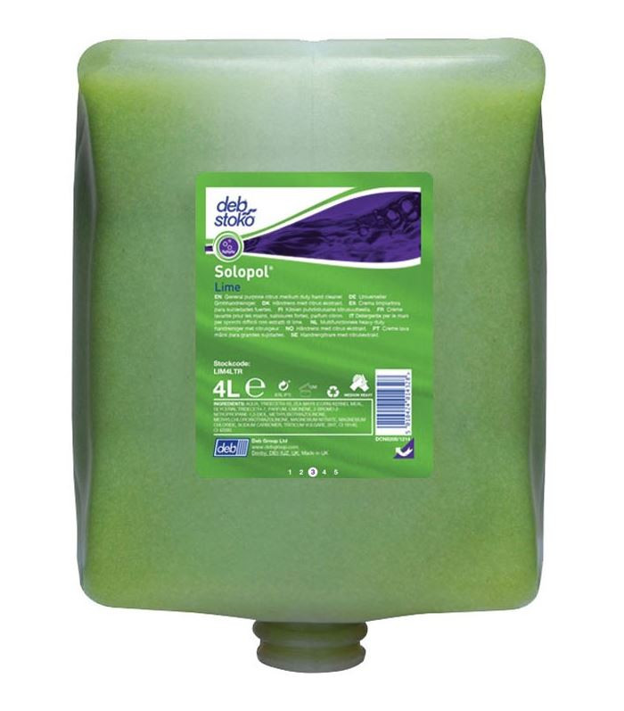 Deb Solopol Lime Medium-Heavy Duty Hand Cleaner 4L Carton of 4 - Hand ...