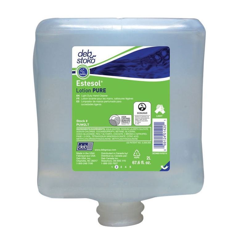 Deb Estesol Lotion PURE Light Duty Hand Cleanser 2L Carton of 4